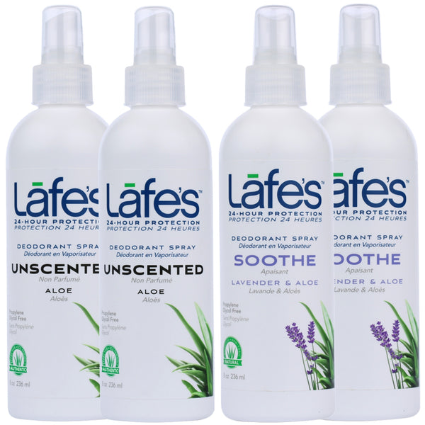 Lafe's Natural Lavender & Unscented Deodorant Sprays Variety 4 Pack ...